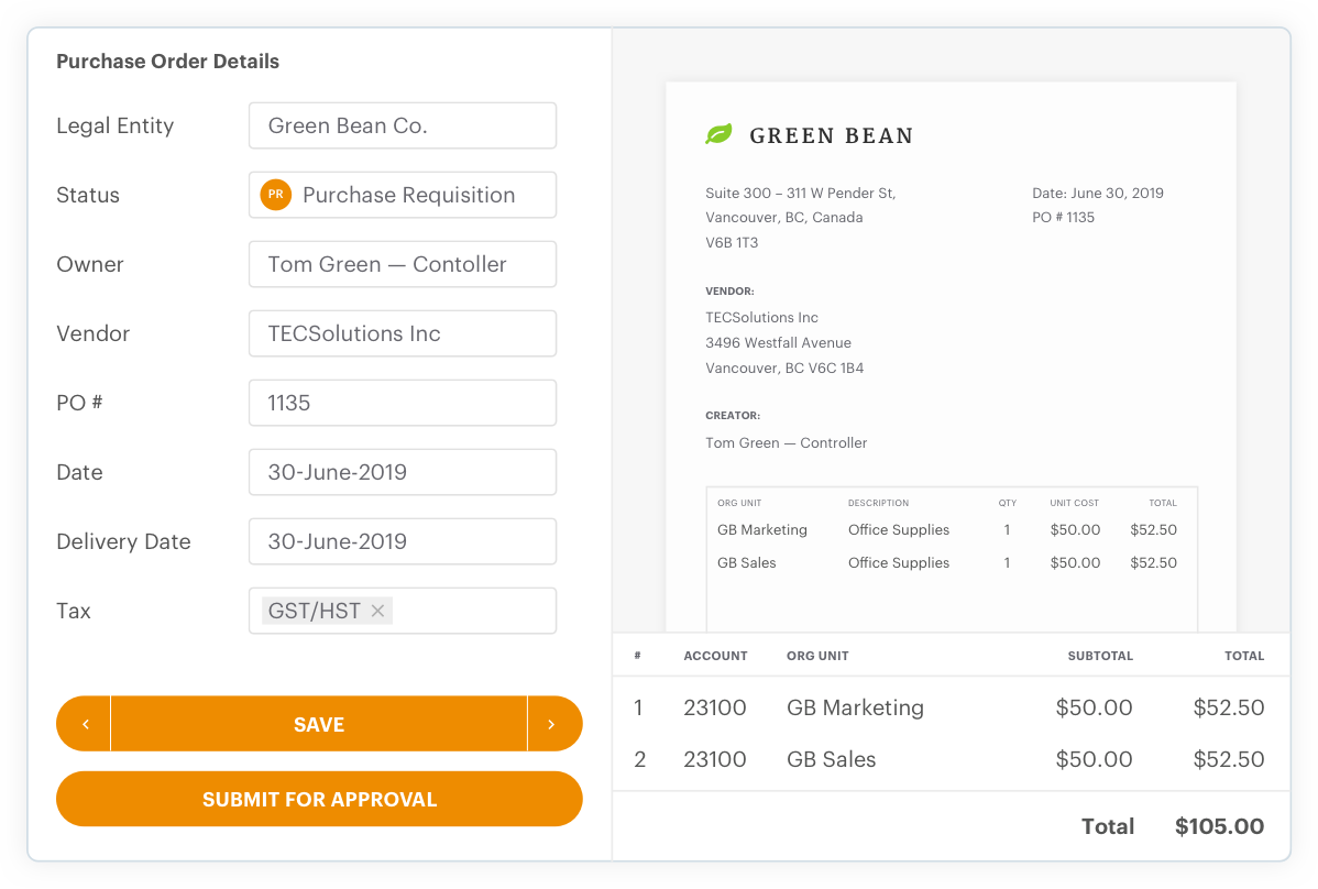 Integrated purchase requisitions